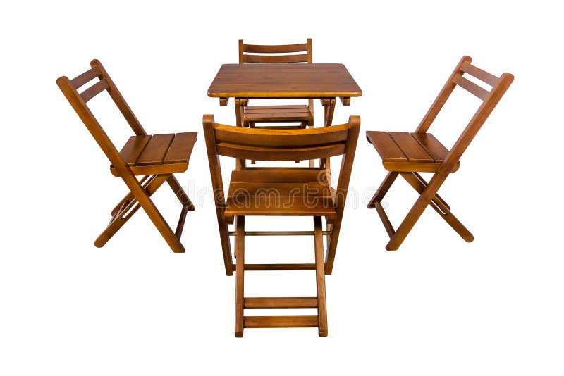 Table and Two Chairs Isolated on White Background. Stock Image - Image ...