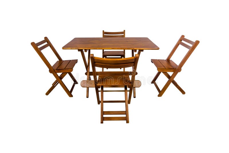 Table and Two Chairs Isolated on White Background. Stock Image - Image ...