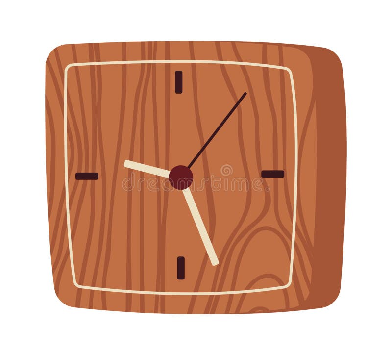 Wooden Modern Wall Clock Flat Icon Stock Vector - Illustration of hour ...