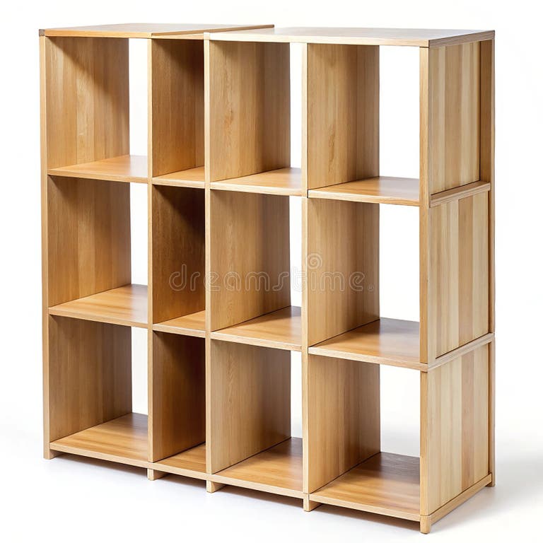 Wooden Modular Shelving Unit with Stackable Cubes Stock Illustration ...