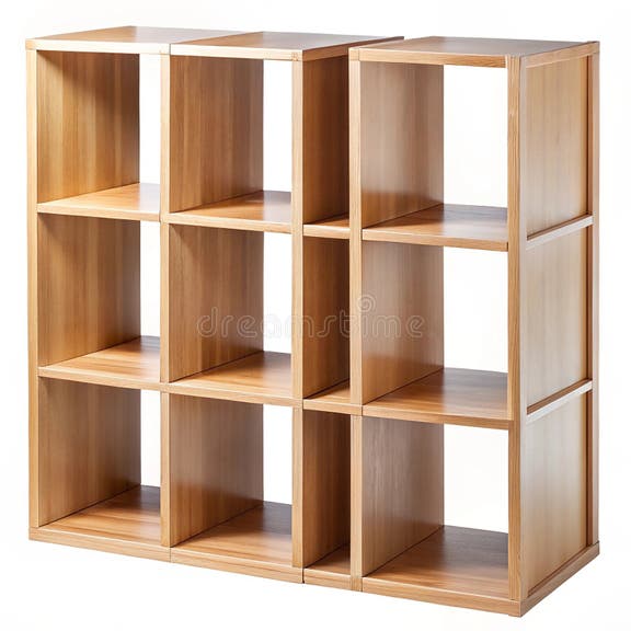 Wooden Modular Shelving Unit with Stackable Cubes Stock Illustration ...