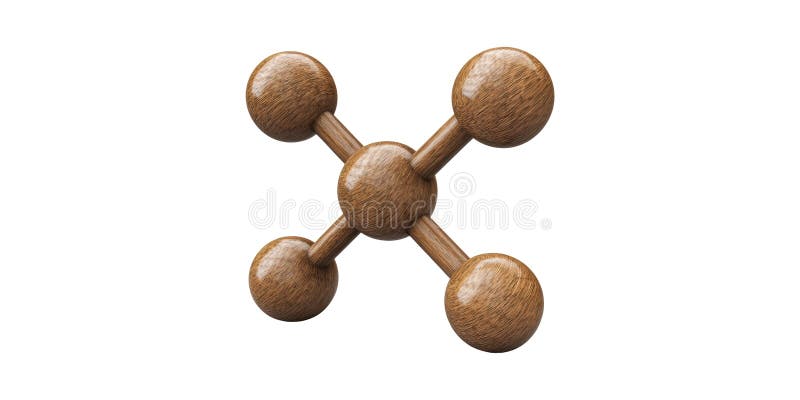 Wooden Molecular Structure Model with Five Spheres Isolated on ...