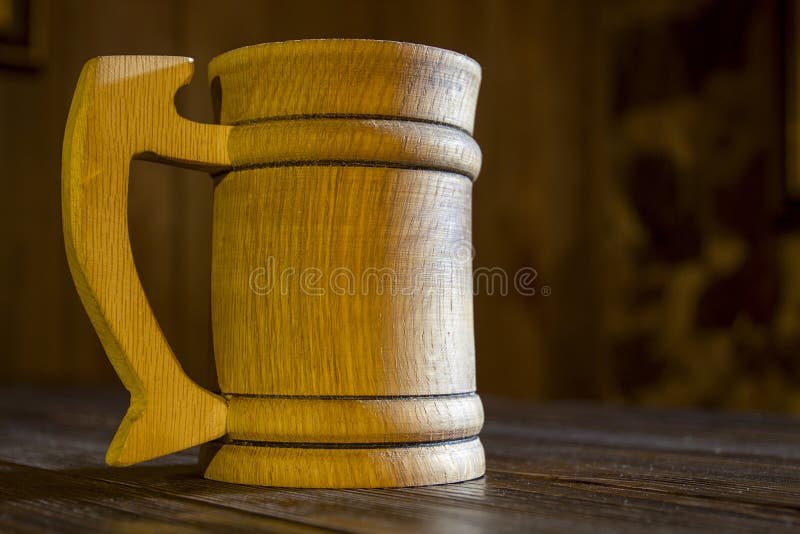 Wooden mug in a tavern stock photo. Image of tavern, bathroom - 44632056