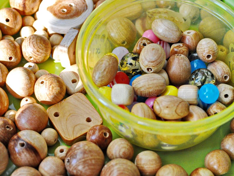 Wooden and Multi-colored Beads Stock Image - Image of beauty, pattern ...