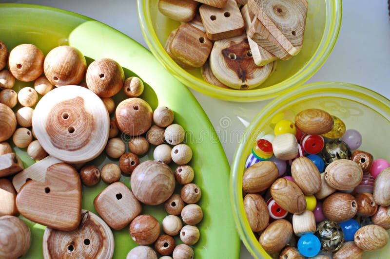 Wooden and Multi-colored Beads Stock Photo - Image of placer, wooden ...