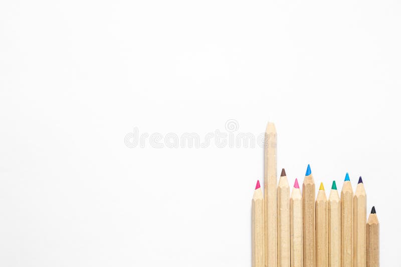Wooden Multi-colored Pencils on a White Background, Isolated, Top View ...