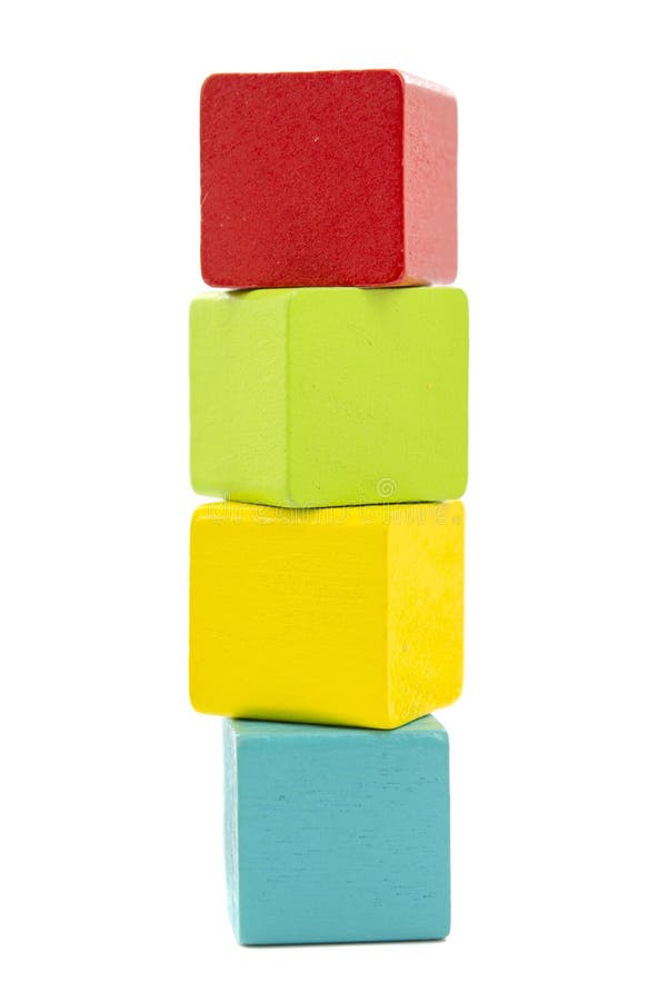 Wooden Multicolor Construction Cubes Bricks Isolated on the White ...