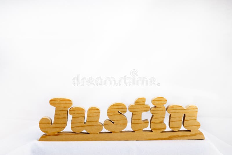 Wooden Name Justin stock photo. Image of name, organic - 23037108