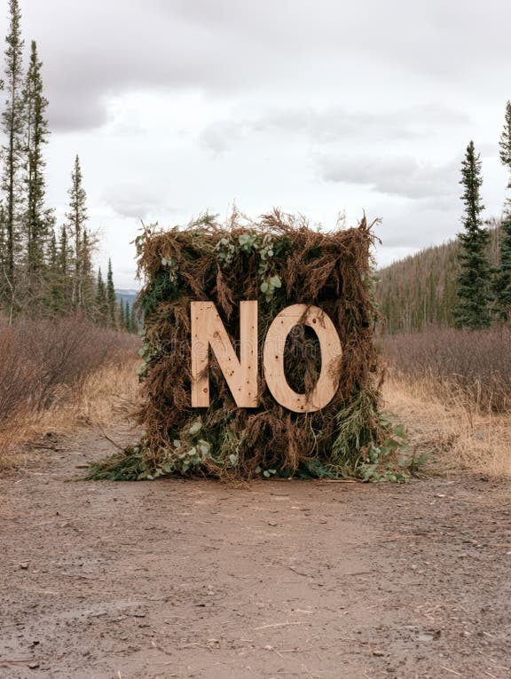 Wooden "NO" Sign in a Forest Environment. Stock Illustration ...