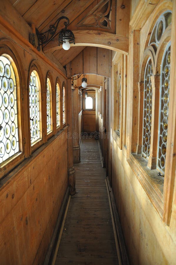 Wooden Nordic Gothic Architecture Stock Image - Image of loggia, shape ...