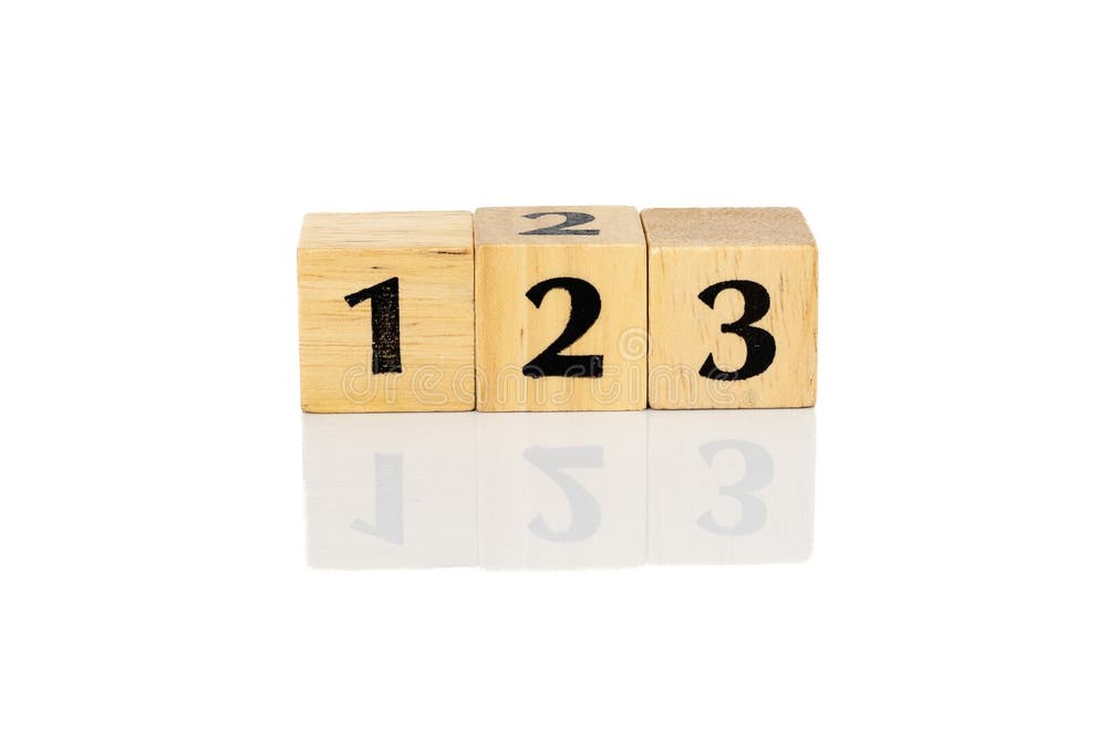 Wooden Number Blocks 1 2 3 on White Background Stock Photo - Image of ...