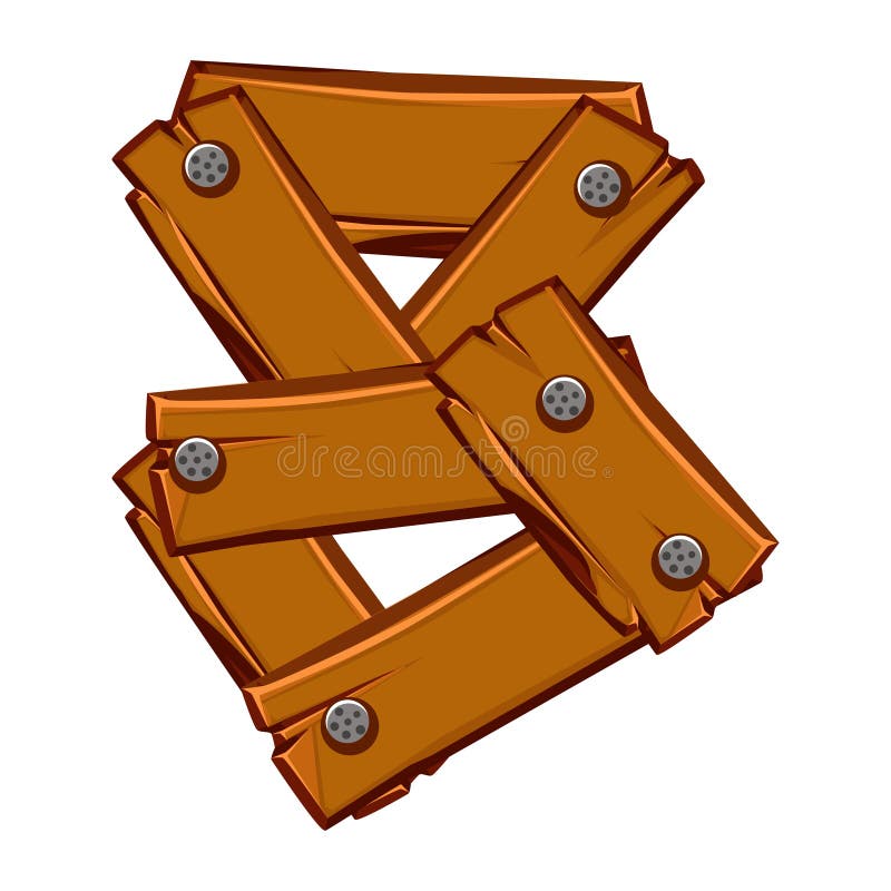 Wooden Number 8, Cartoon Wooden Plank in Eight Digit Stock Vector ...