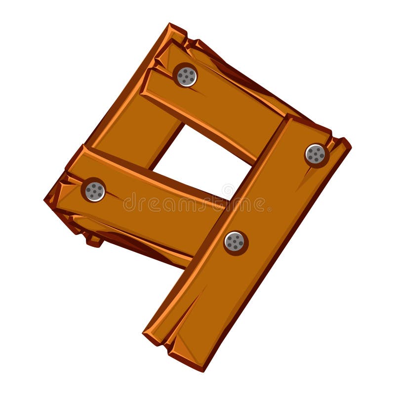 Wooden Number 9, Cartoon Wooden Plank in Nine Digit Stock Vector ...