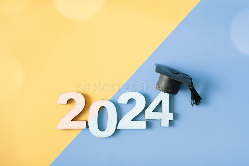 Wooden Number 2024 with Graduated Cap. Class of 2024 Concept Stock ...