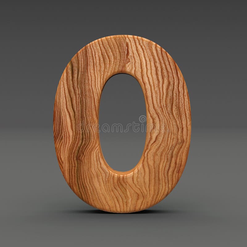 Wooden Number 0 Isolated on Dark Background Stock Illustration ...