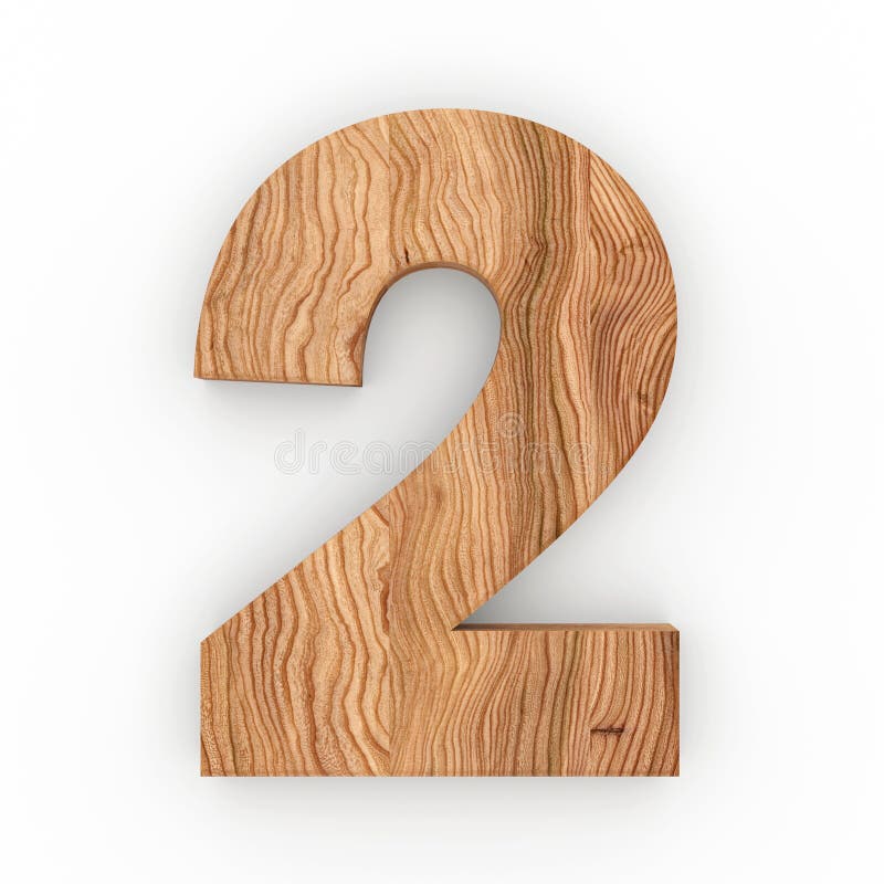 Wooden Number 2 Isolated on White Background Stock Illustration ...