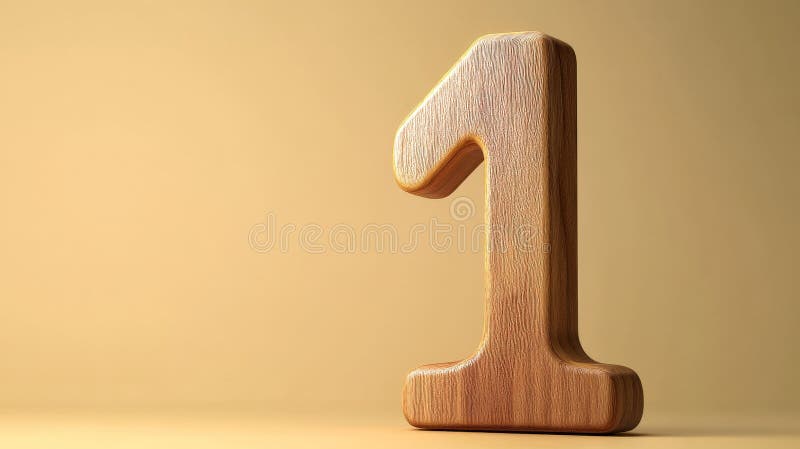 Wooden Number One.the First Step Stock Illustration - Illustration of ...