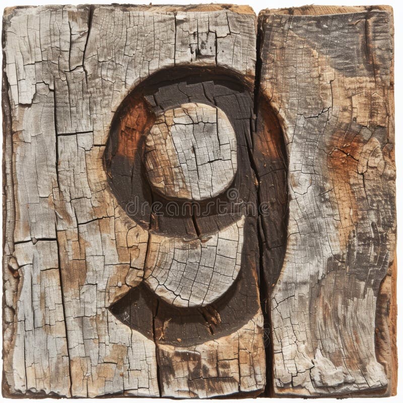 Rustic Wooden Number Nine for Design Projects and Presentations on ...