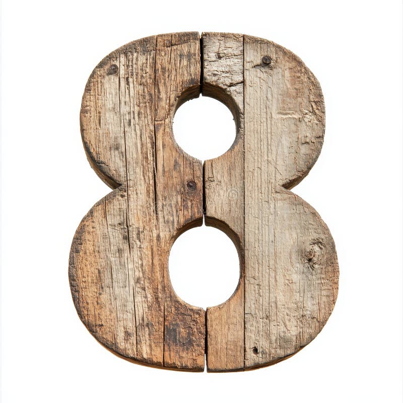 A Wooden Number 8 with Two Circular Cutouts, Showcasing a Rustic Design ...