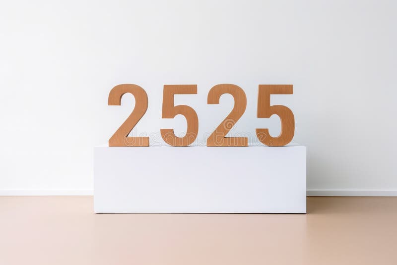Wooden Number 2525 on White Rectangular Podium. Generated AI Stock ...