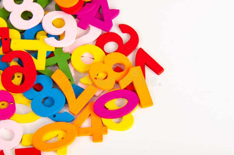 Wooden Numbers Multicolor Isolated on the White Stock Image - Image of ...