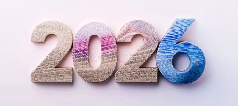 Wooden 2026 Numbers Vibrantly Colored Cutout Numbers Against White ...