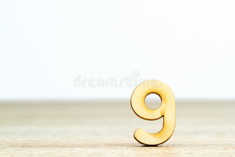Wooden Numeric on Table ,number Nine Stock Image - Image of education ...