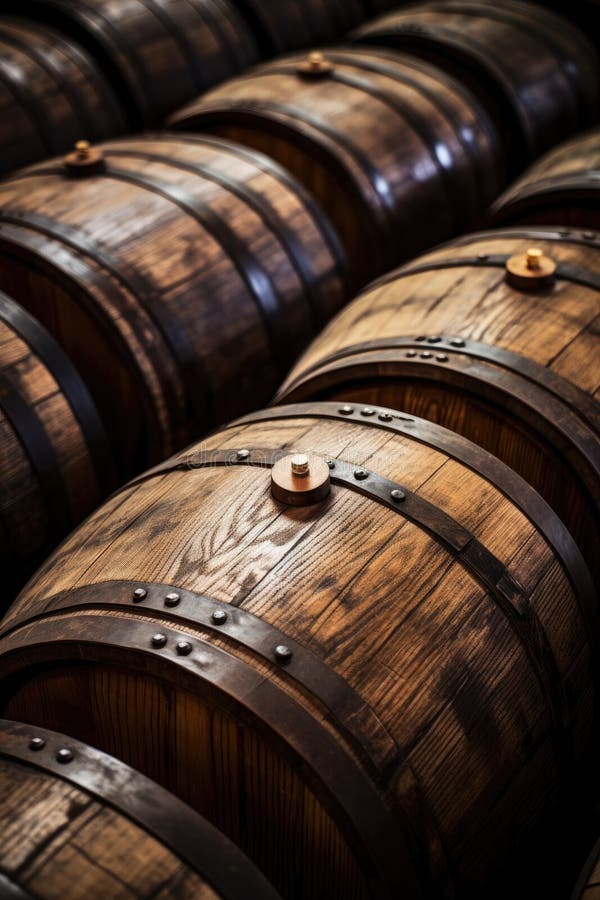 Wooden Oak Port Barrels in Neat Rows Stock Illustration - Illustration ...