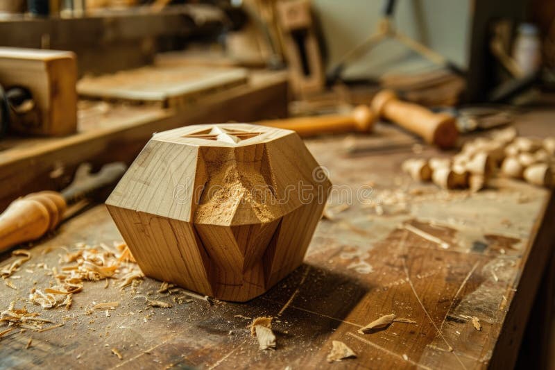 A Wooden Object on a Workbench in a Woodworking Shop. Suitable for ...