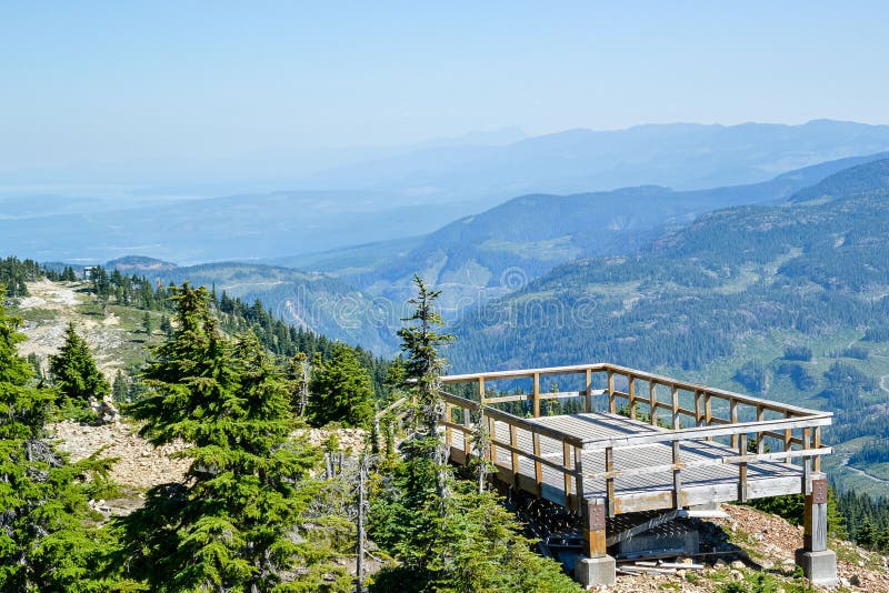 Wooden Observation Deck in the Mountains in Sunlight Stock Photo ...