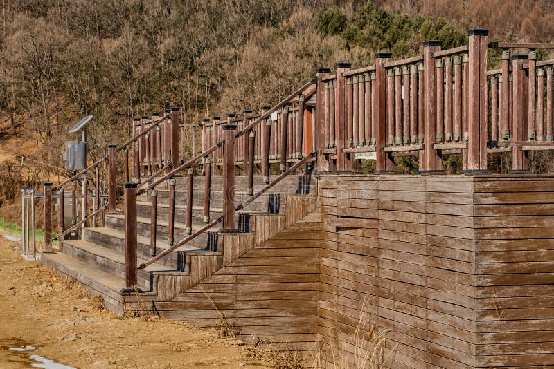 Wooden Observation Platform in Wilderness Park Stock Image - Image of ...