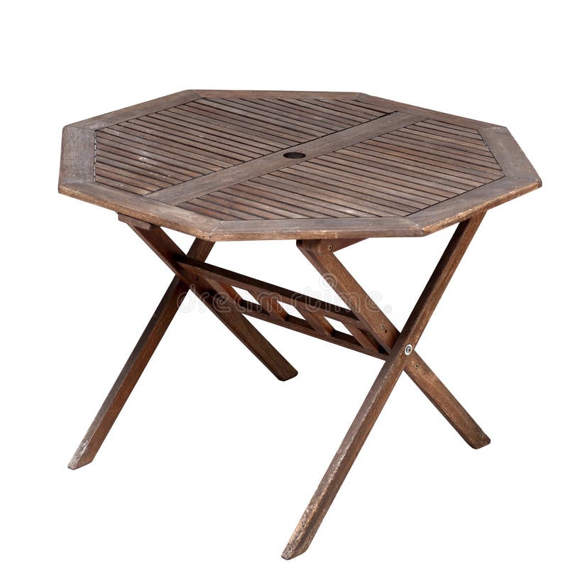 Wooden Octagonal Folding Table with Slatted Surface and Rustic Design ...