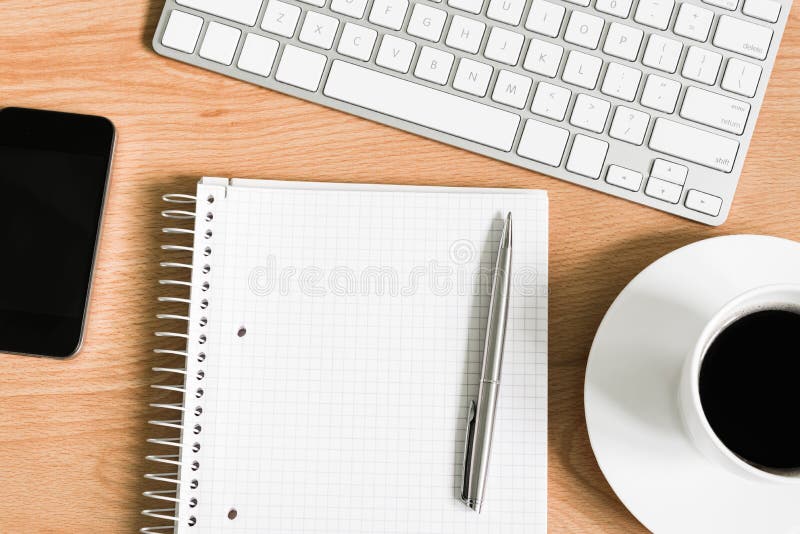 Wooden Office Desk from Above Stock Image - Image of copy, empty: 57980163