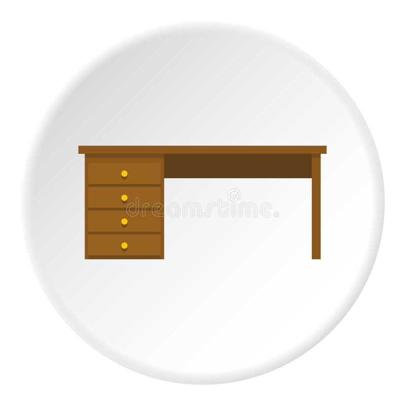 Wooden Office Desk Icon Circle Stock Vector - Illustration of cabinet ...
