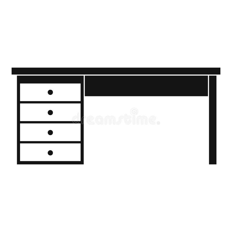 Wooden Office Desk Icon Simple Stock Vector - Illustration of modern ...