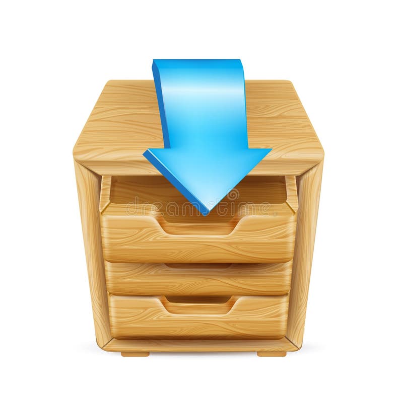 Wooden Office Drawer with Arrow Stock Vector - Illustration of space ...