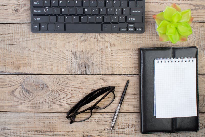 Wooden Office Table with Computer, Pen and a Cup of Coffee, Lot of ...