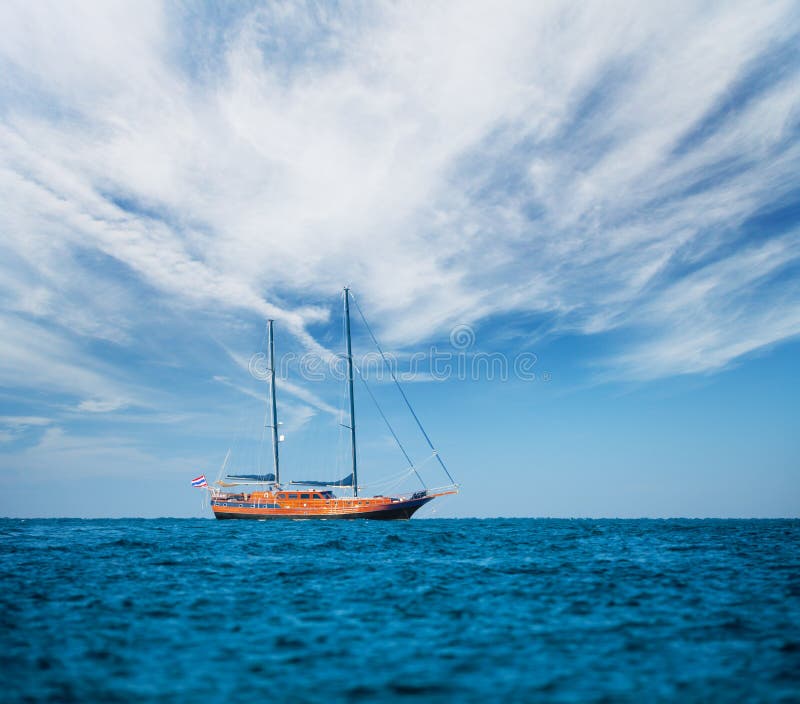 Wooden Old Ship on the High Seas Stock Photo - Image of sailing ...
