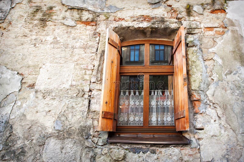 Wooden Old Window Retro House Stock Photo - Image of bohemia, building ...