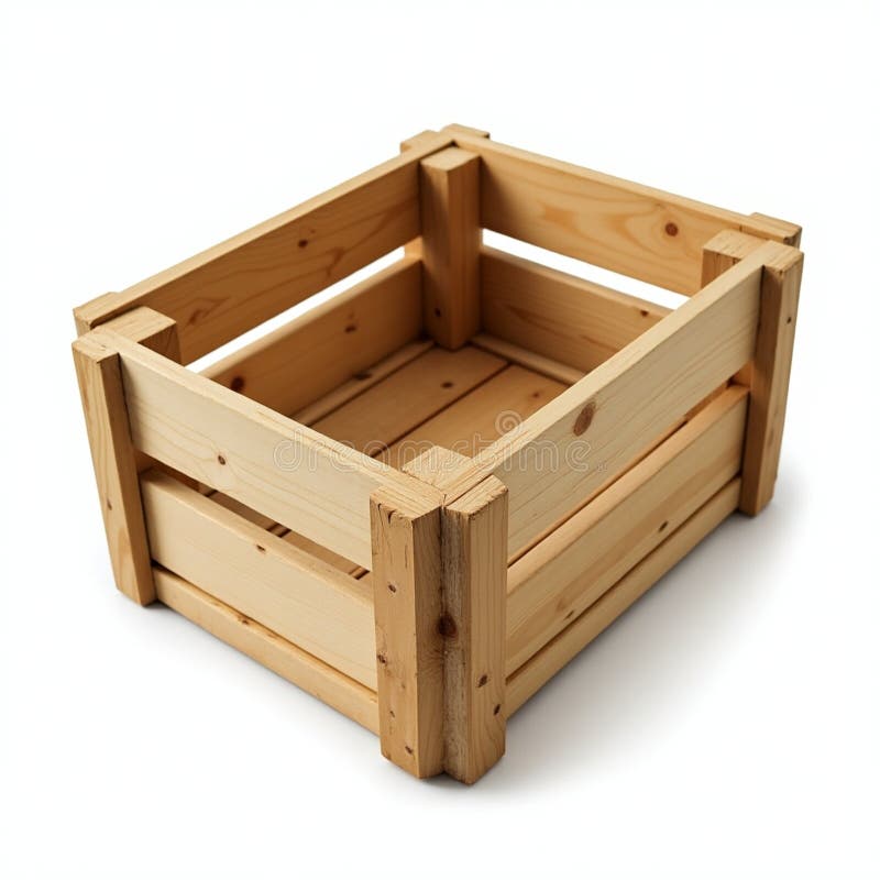 Wooden Open Crate Use for Packaging Stock Photo - Image of container ...
