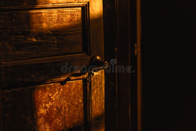 Wooden Open Door with Sunlight Stock Photo - Image of sunbeam, light ...