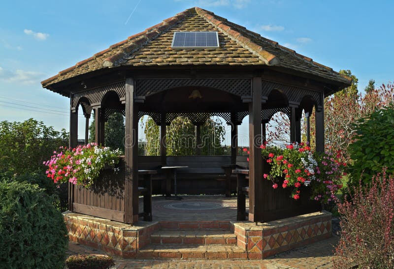 Wooden Open Hut with Table and Benches for Relaxing Kovilj Monastery ...