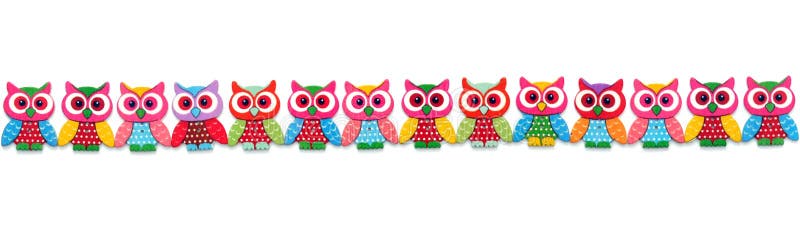 Wooden Owl row stock illustration. Illustration of arts - 79755687