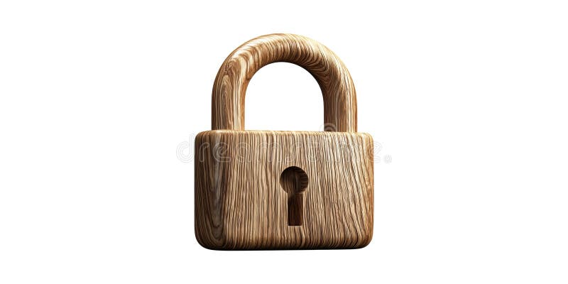 Wooden Padlock with Keyhole Facing Forward Isolated on Transparent ...