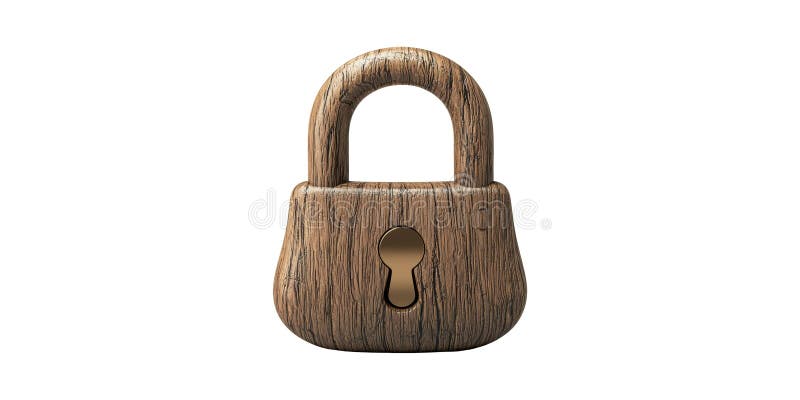 Wooden Padlock with Keyhole in Rustic Style Isolated on Transparent ...