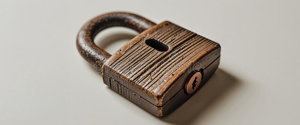Wooden Padlock Symbolizes Security and Protection of Data Stock Image ...