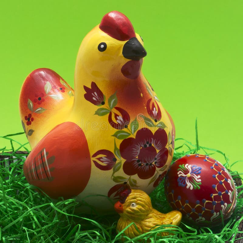 Wooden Painted Hen and Chicken Stock Image - Image of reward, season ...