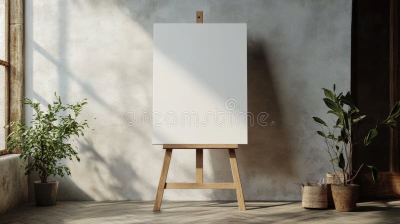 Wooden Painting Stand Mockup Easel Stock Illustration - Illustration of ...