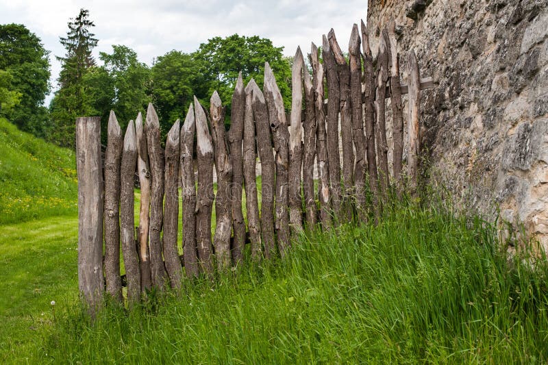 A Wooden Palisade, Part of the Defensive Fortifications in a Medieval ...