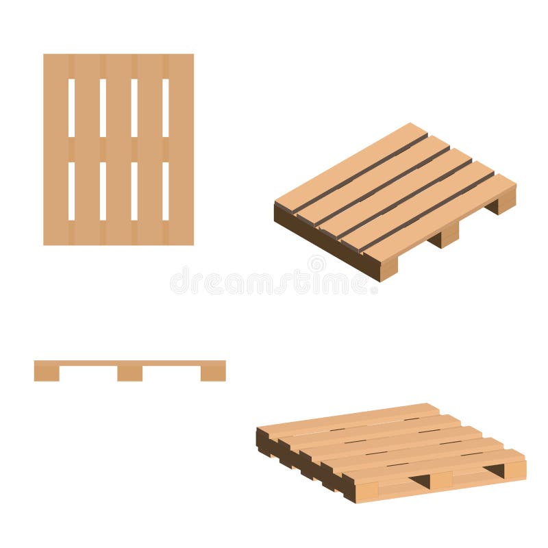 Wooden Pallet with Different Views. Vector Stock Illustration ...